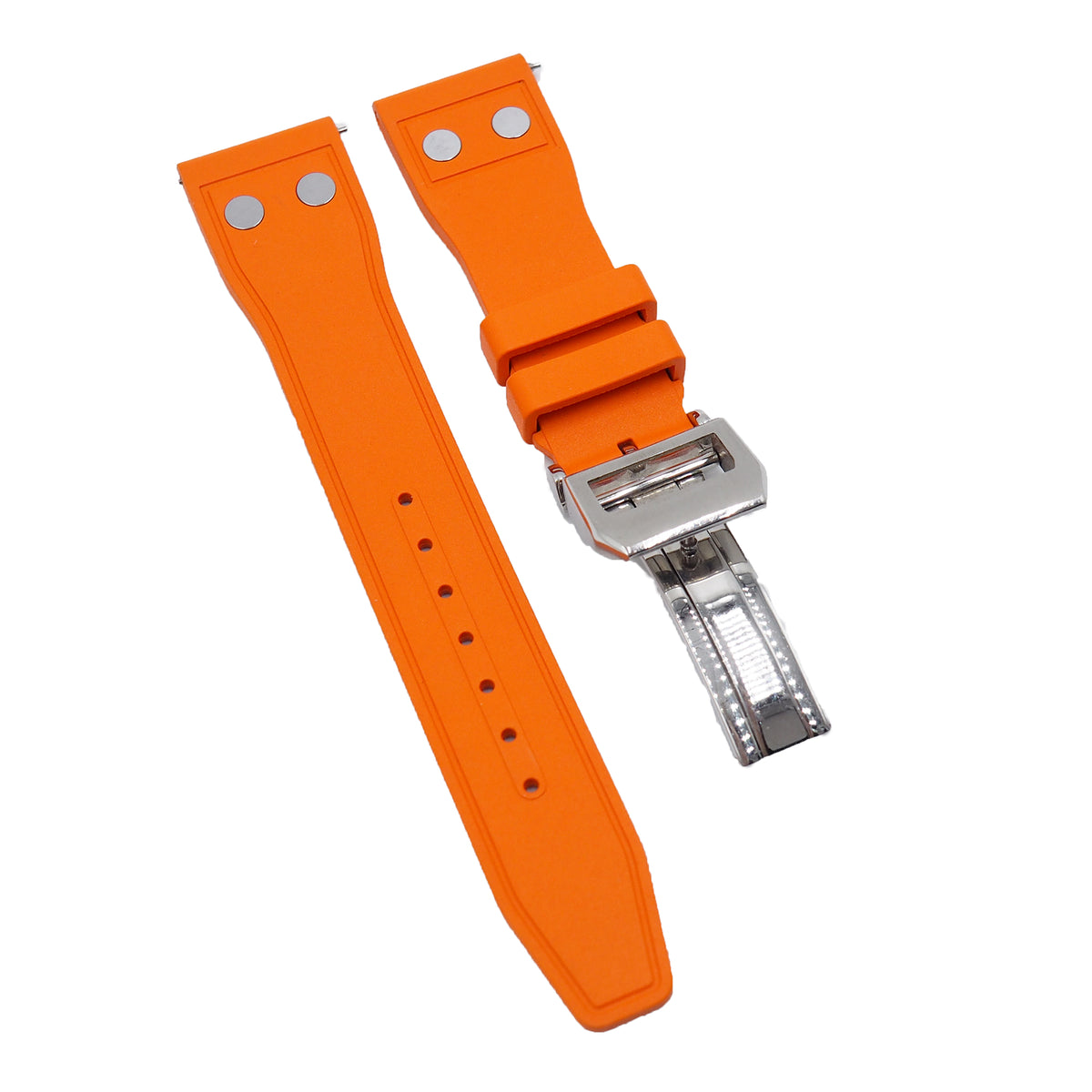 20mm, 21mm, 22mm Pilot Style Orange FKM Rubber Watch Strap For IWC, Ri ...
