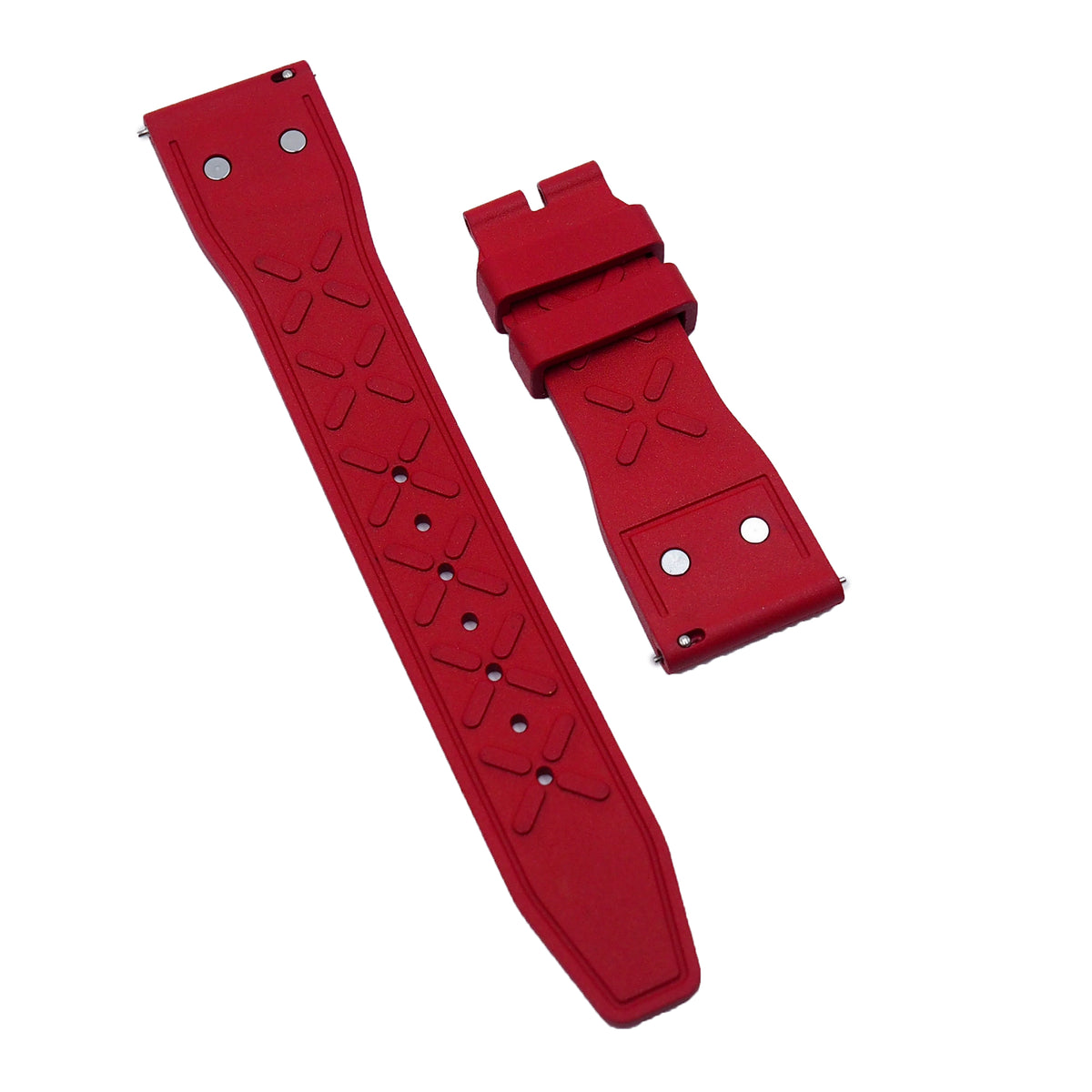 20mm, 21mm, 22mm Pilot Style Red FKM Rubber Watch Strap For IWC, Rivet ...