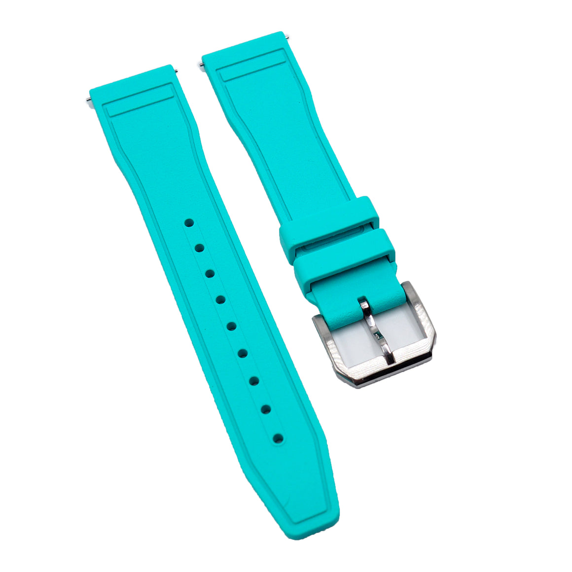 20mm, 21mm, 22mm Pilot Style Tiffany Blue FKM Rubber Watch Strap For I ...
