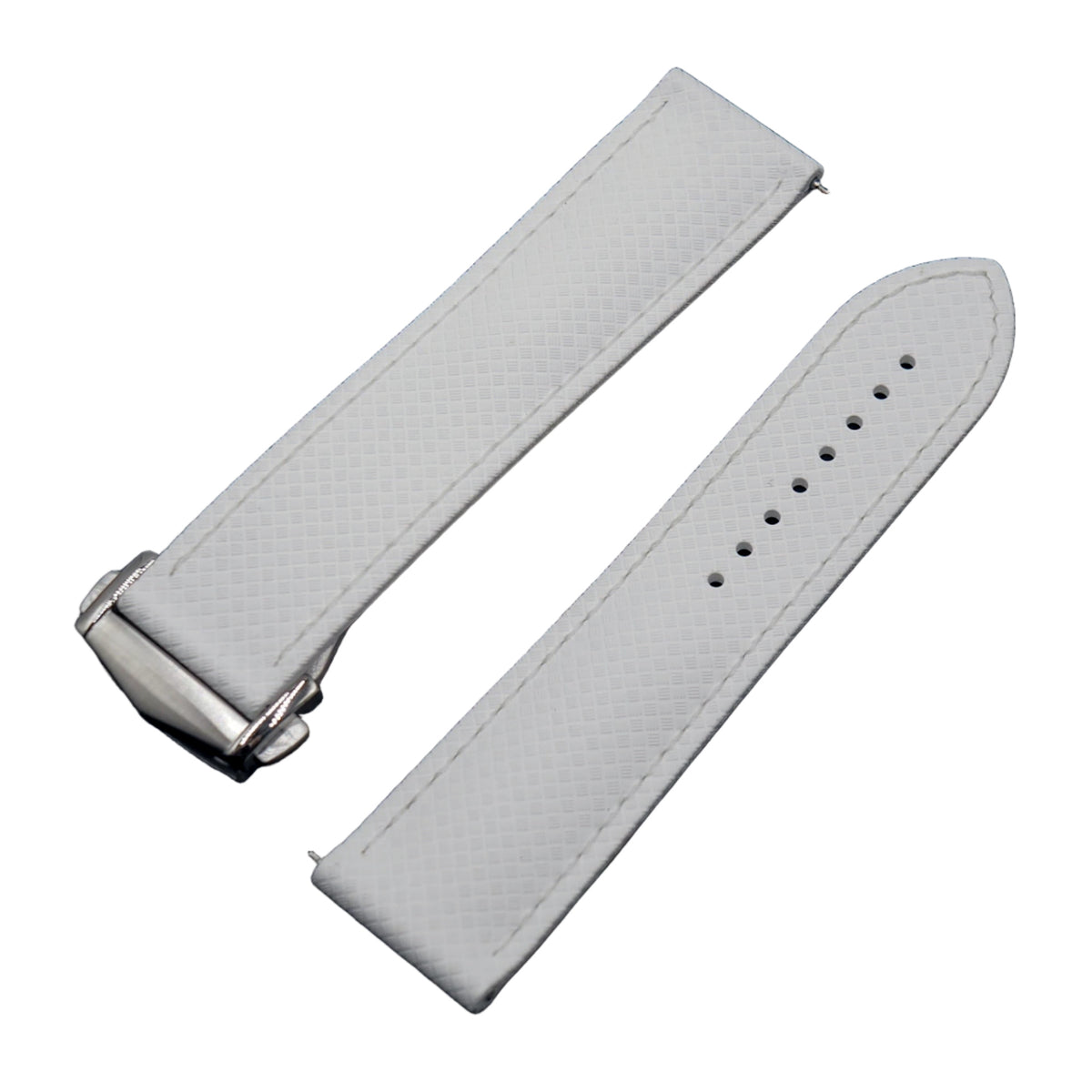 20mm, 22mm Omega Style Sailcloth Texture White FKM Rubber Watch Strap ...