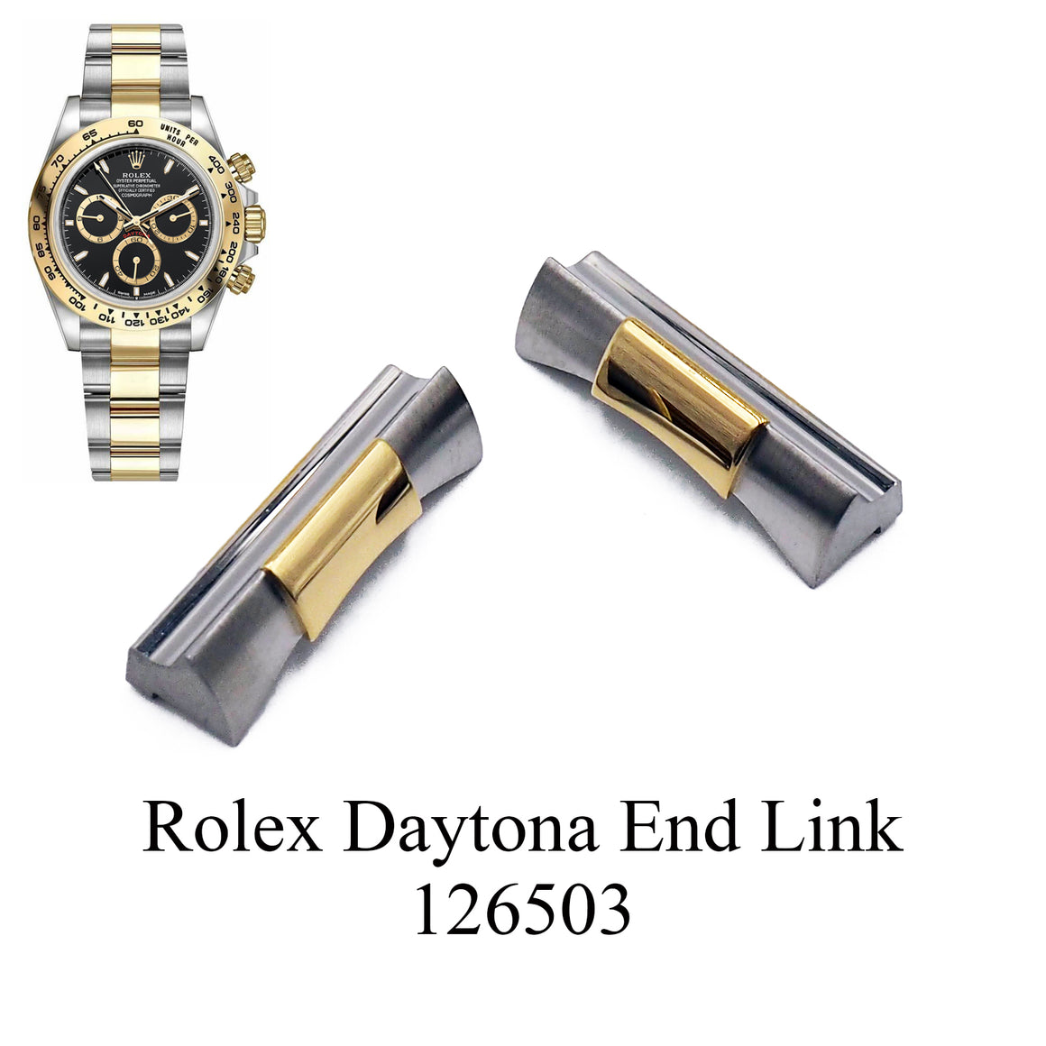 20mm Gold/Steel 904L Stainless Steel End Link For Rolex Daytona 126503 ...