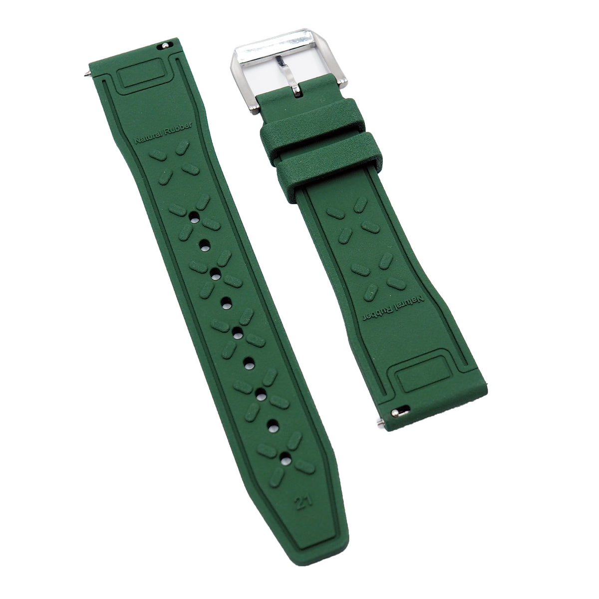 20mm, 21mm, 22mm Pilot Style Castleton Green FKM Rubber Watch Strap Fo ...