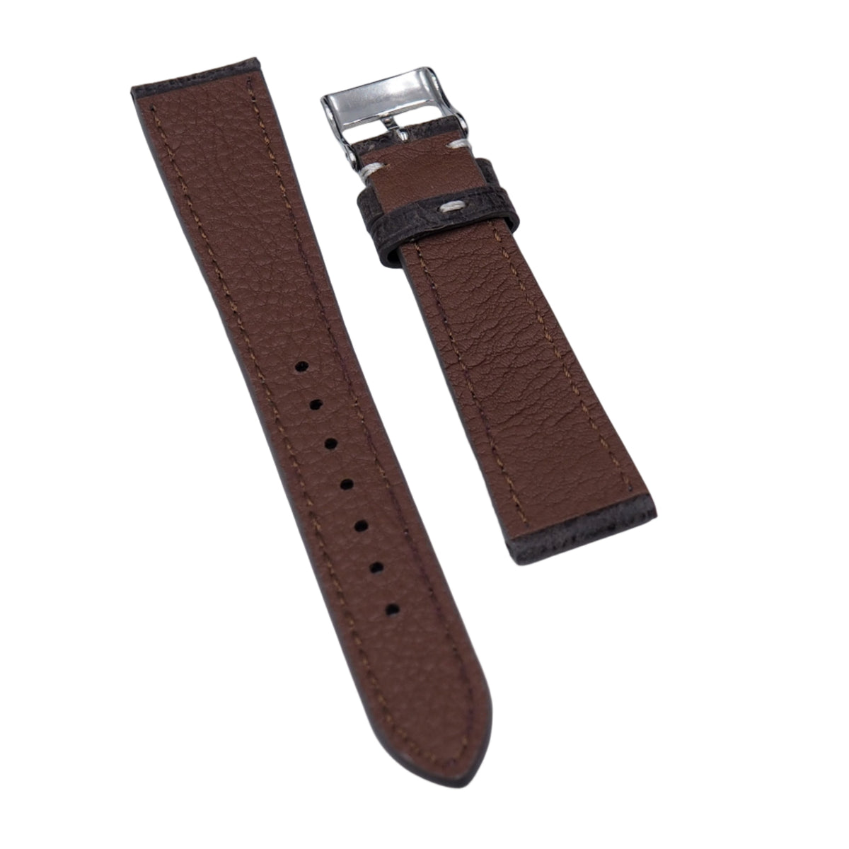18mm, 20mm Anchor Gray Camel Leather Slim Watch Strap, White Stitching ...