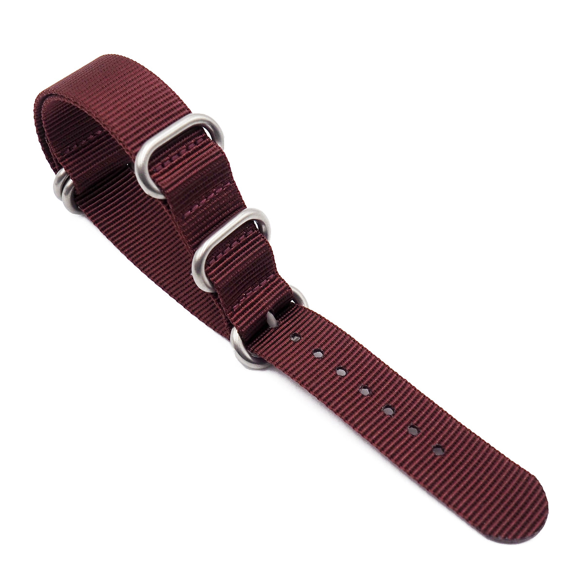 18mm 5 Rings Zulu Military Style Dark Red Nylon Watch Strap – Revival Strap